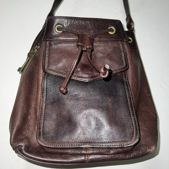 Fossil | Bags | Vintage Fossil Drawstring Leather Shoulder Bag Purse ...